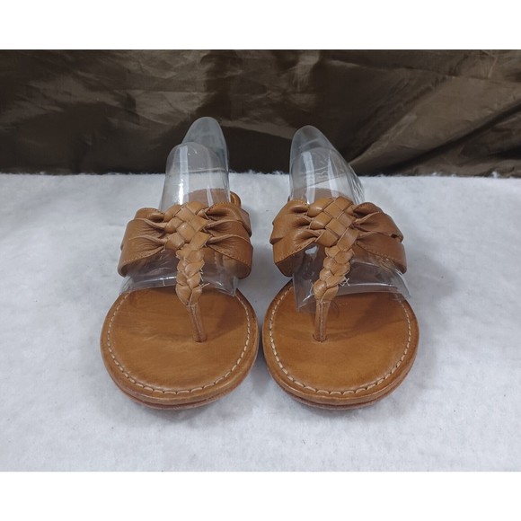 Frye | Shoes | Frye Carson Twisted Braided Thongs Flat Sandals Brown ...